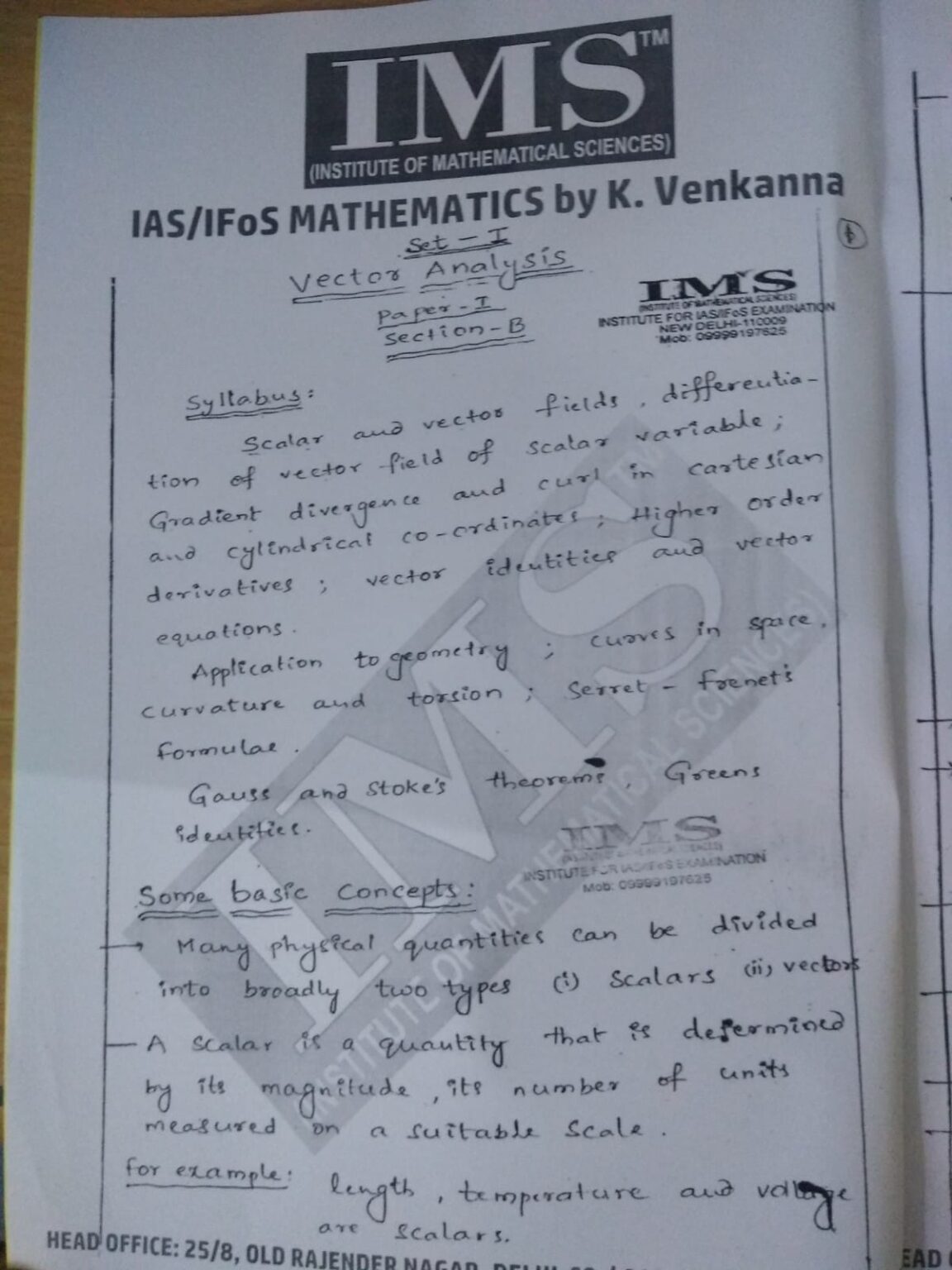 IMS Maths/Mathematics Optional Study Material, Class Notes- 2026-27 by ...