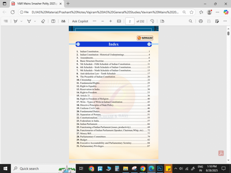 Vajiram & Ravi Mains Smasher 2025 General Studies GS Mains Paper Notes ...
